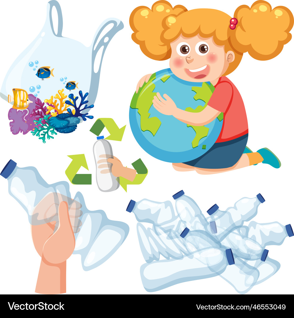 Sorting plastic bottles for recycling concept Vector Image