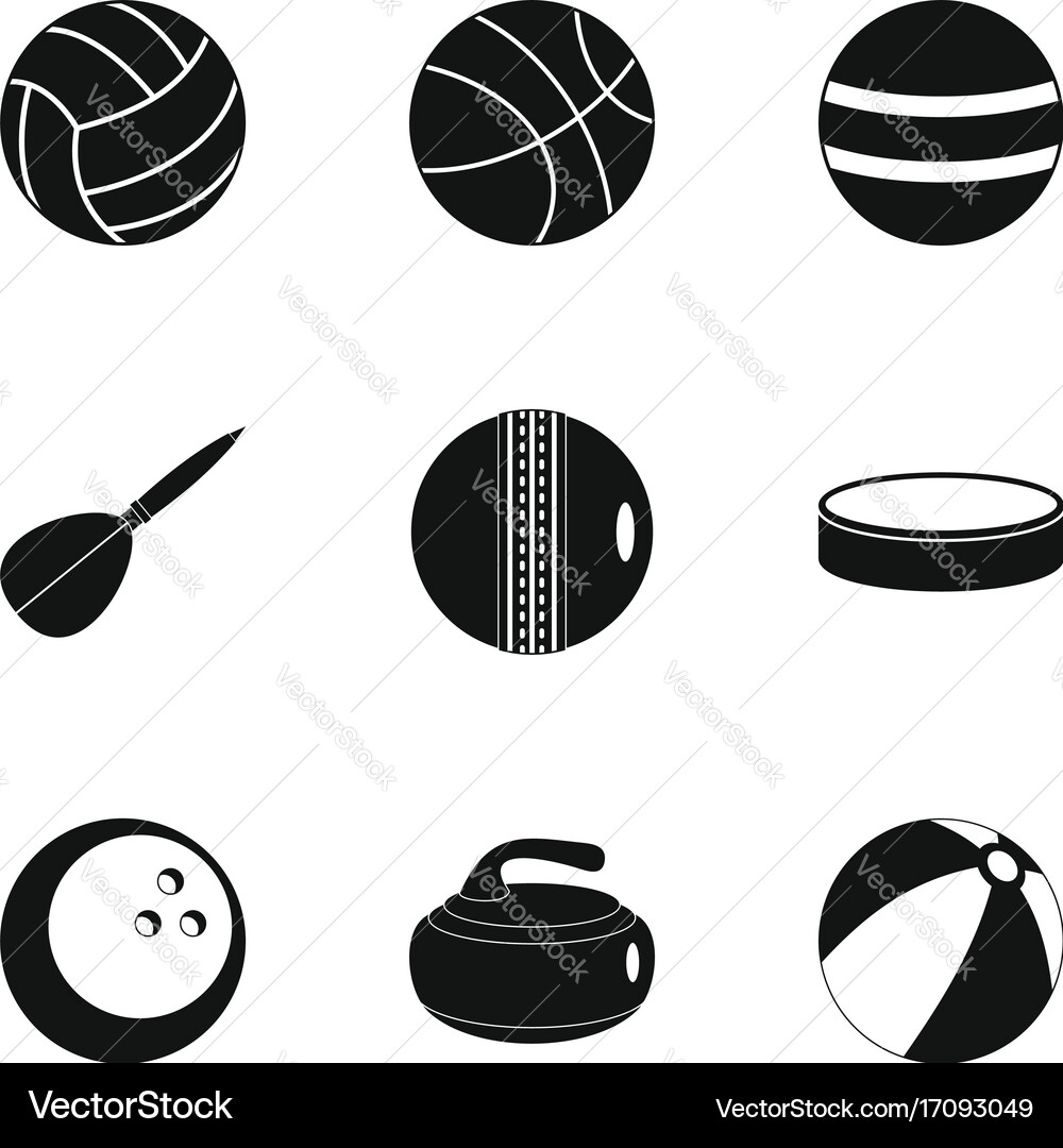 Sport game icons set simple style Royalty Free Vector Image