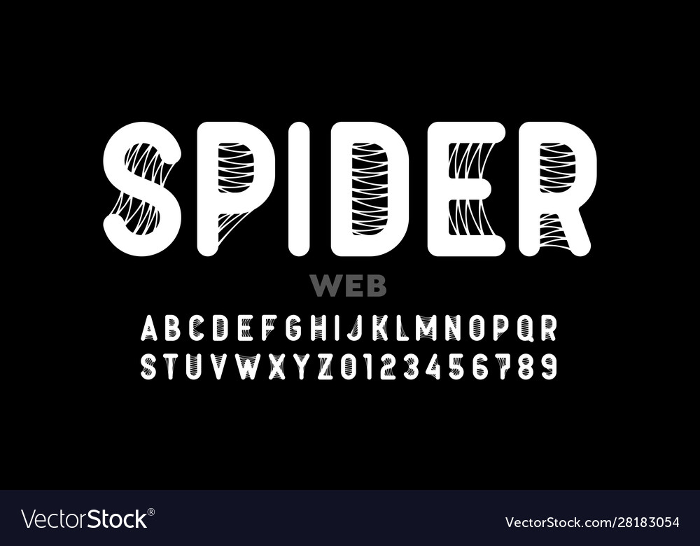 Spider Web Style Font Design Alphabet Letters Vector Image