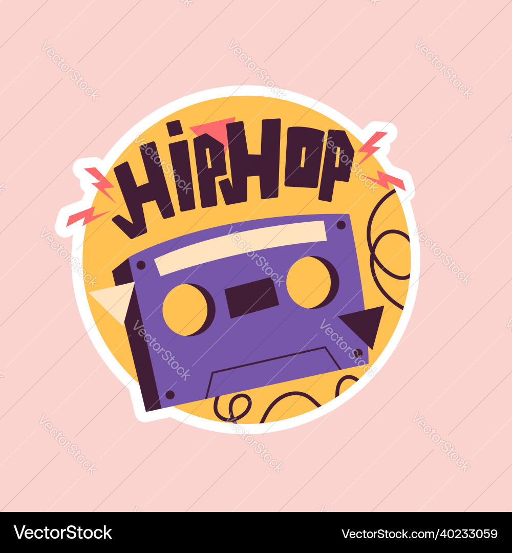 Colorful hip hop sticker flat design Royalty Free Vector