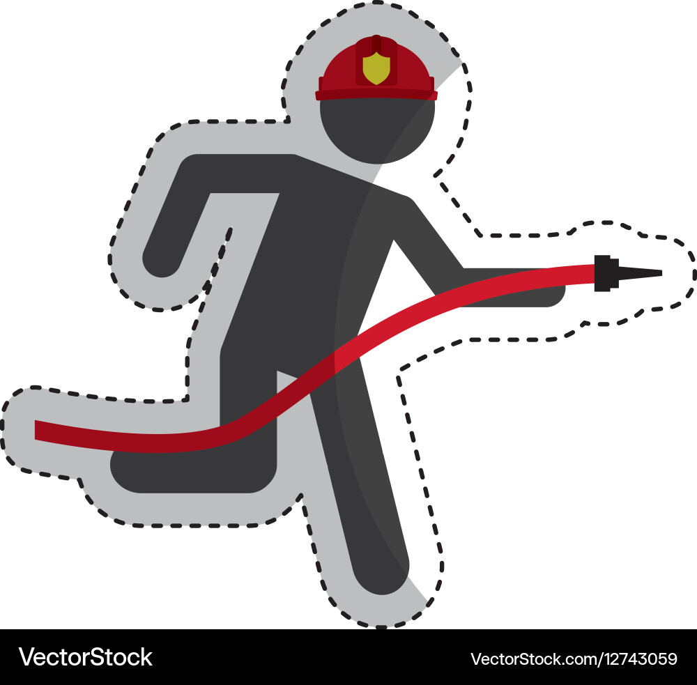 Firefighter running isolated icon Royalty Free Vector Image