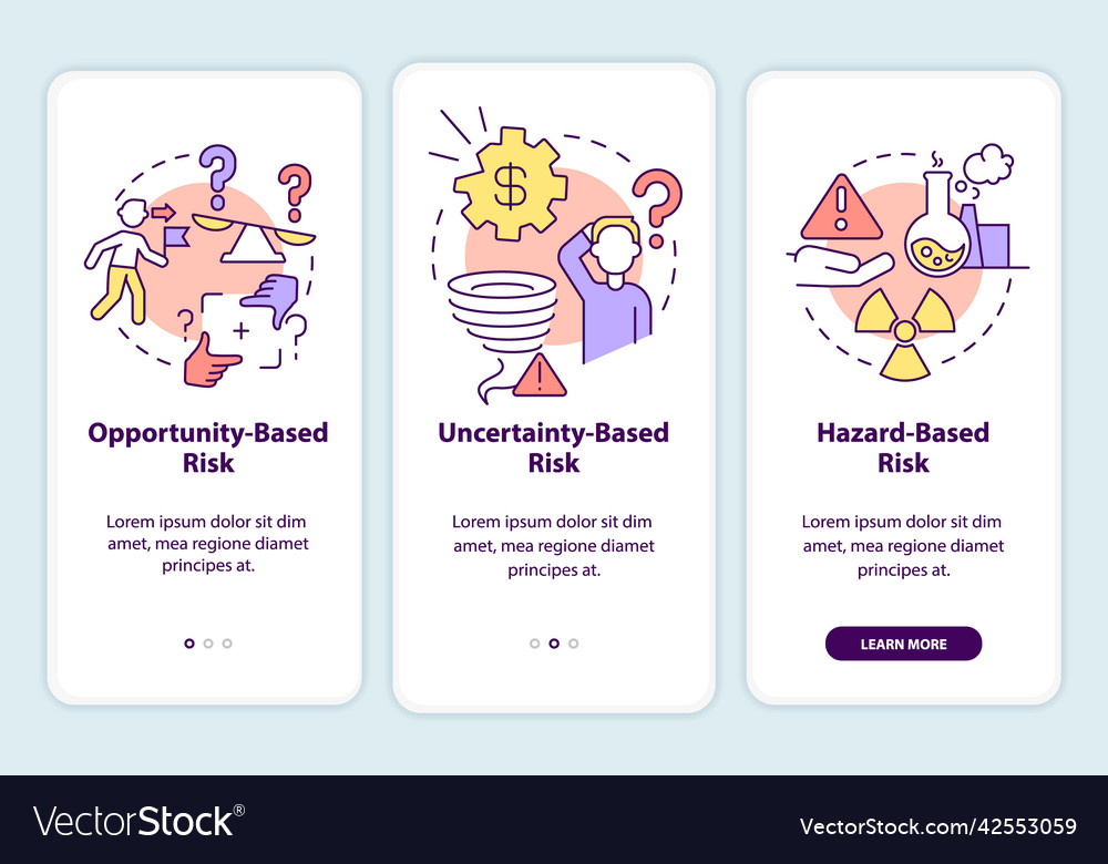 Risks Types Onboarding Mobile App Screen Vector Image