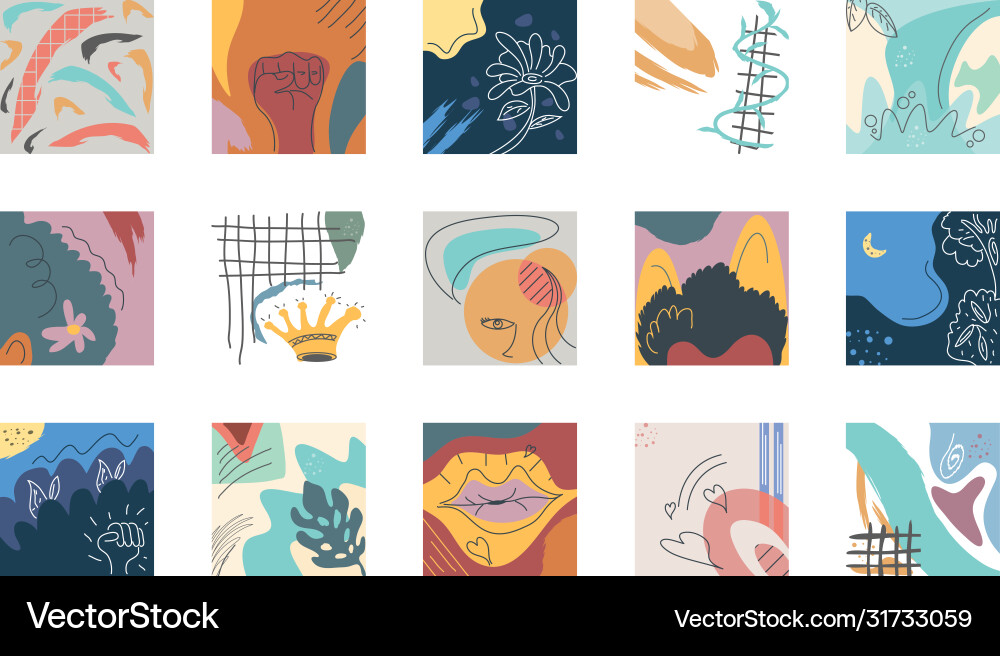 Set abstract backgrounds drawn with various Vector Image
