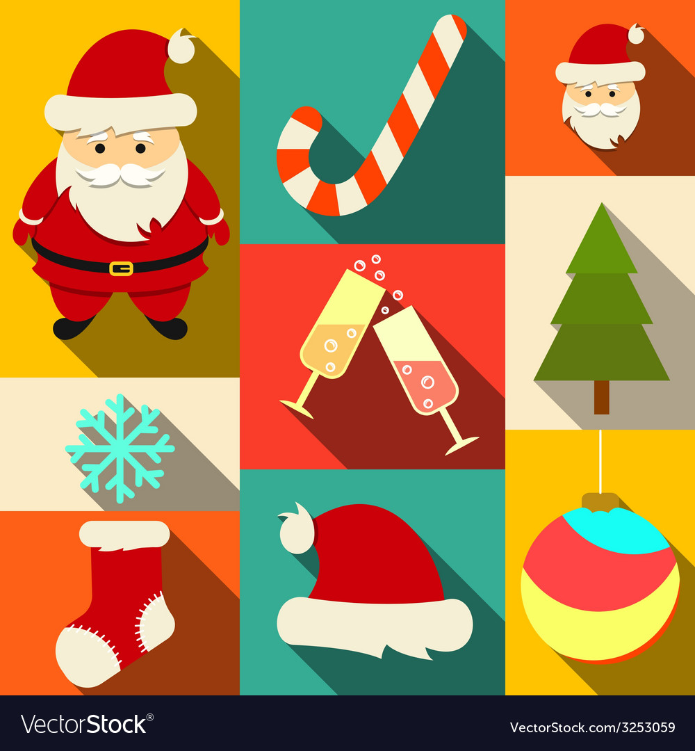 Set of christmas flat icons Royalty Free Vector Image