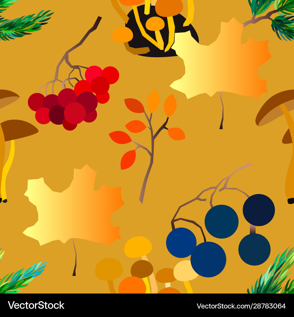 Autumn seamless pattern with berries Royalty Free Vector