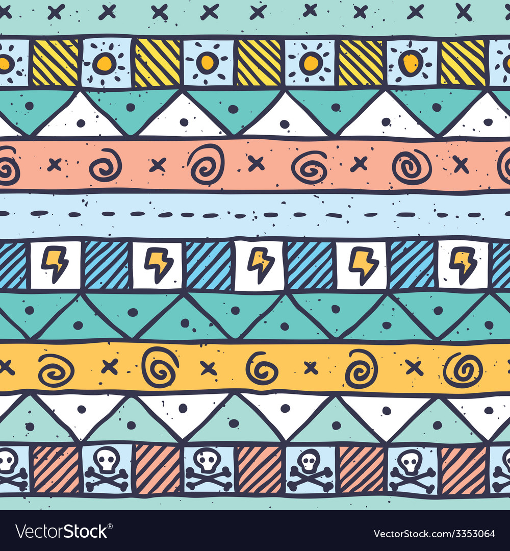 Cute native hand drawn pattern Royalty Free Vector Image