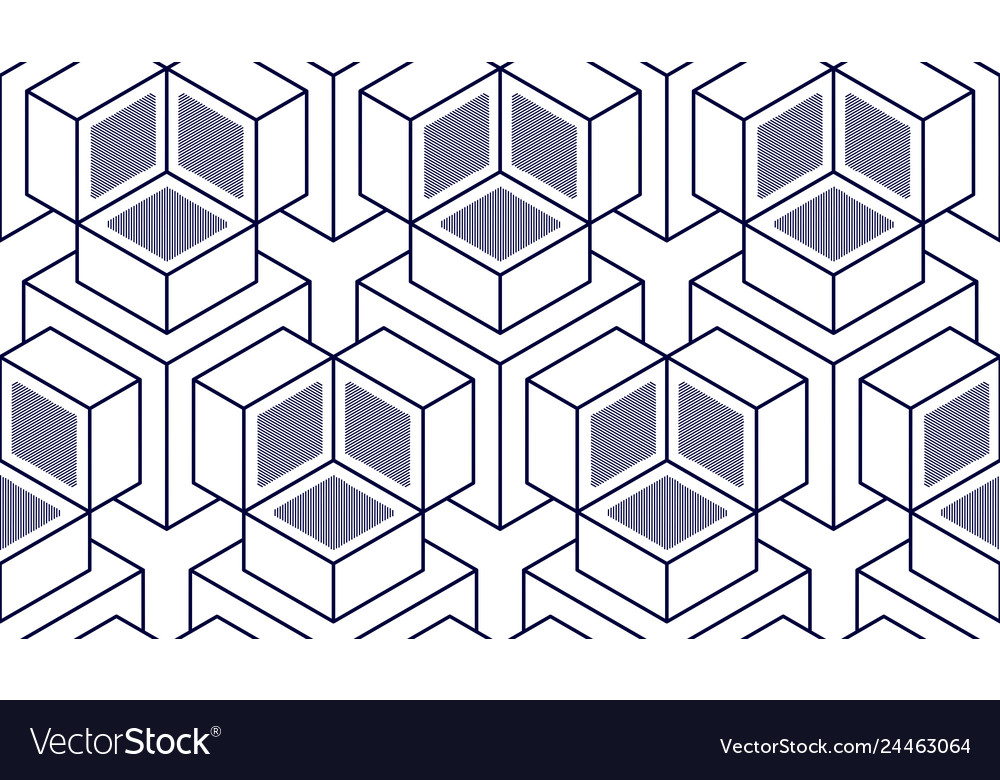 Geometric cubes abstract seamless pattern 3d Vector Image