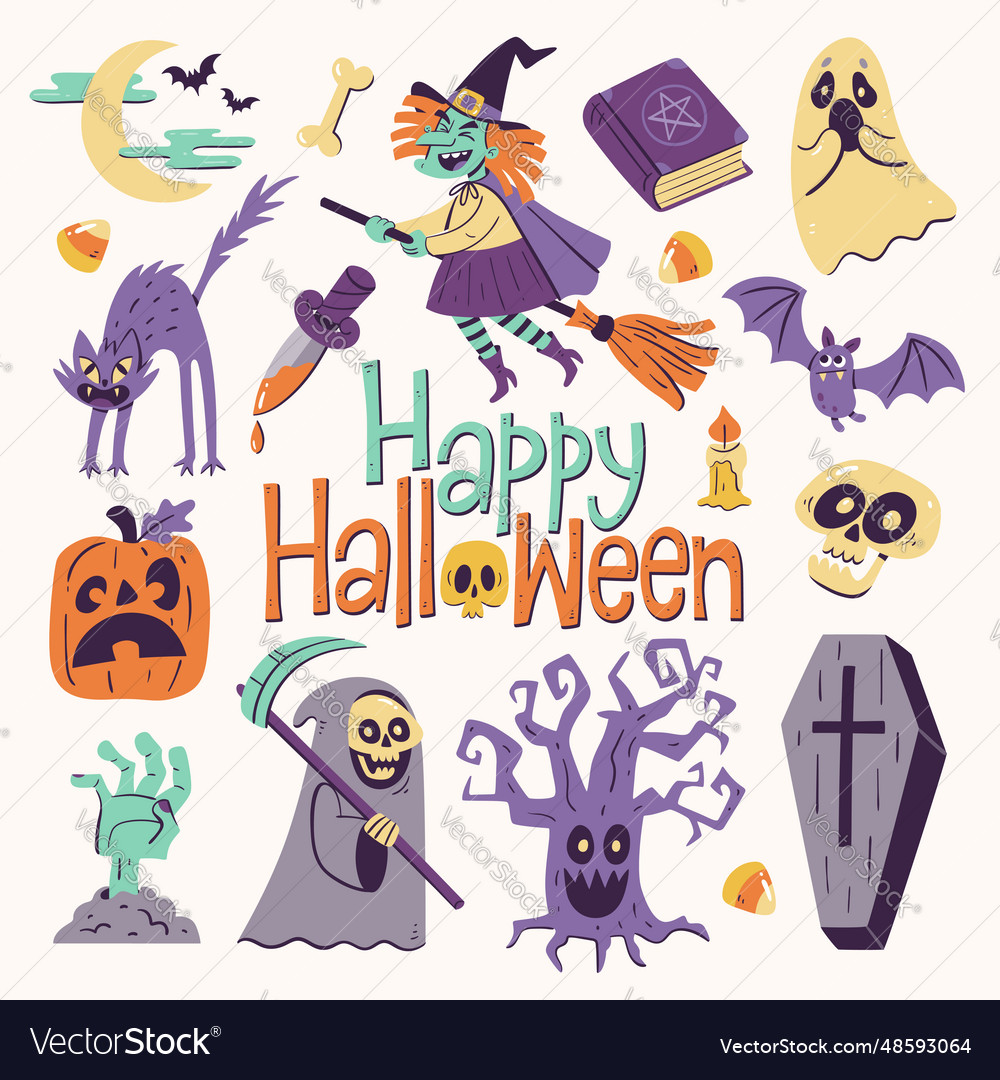 Halloween clip art set Royalty Free Vector Image