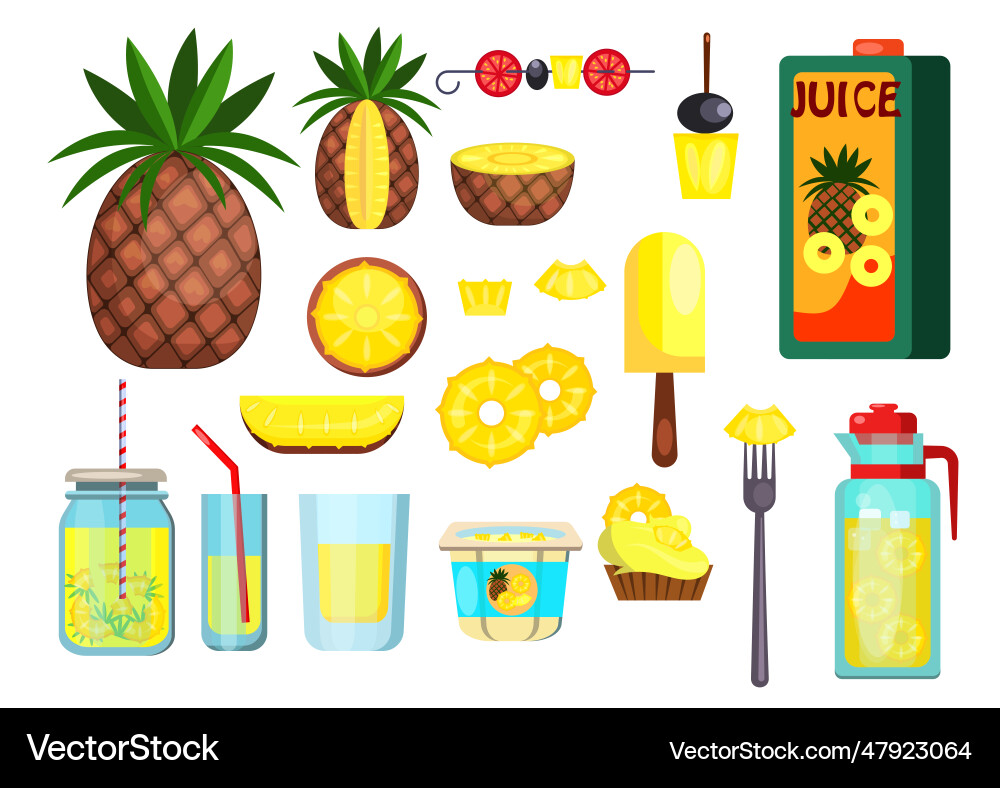 Pineapple set Royalty Free Vector Image - VectorStock