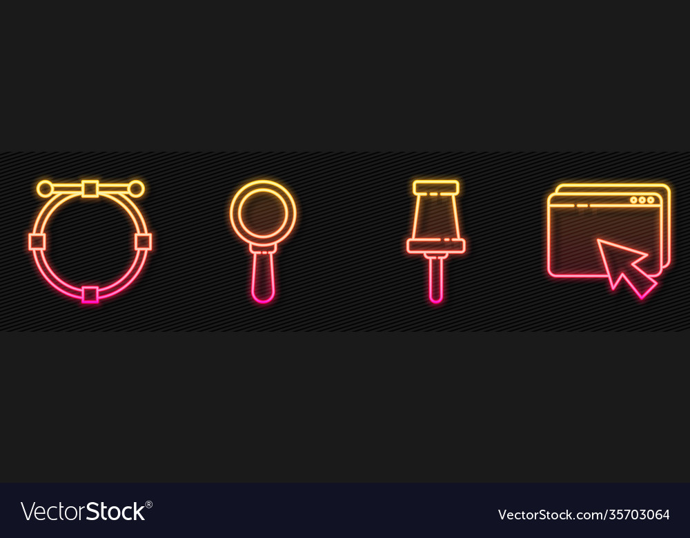 Set line push pin circle with bezier curve Vector Image