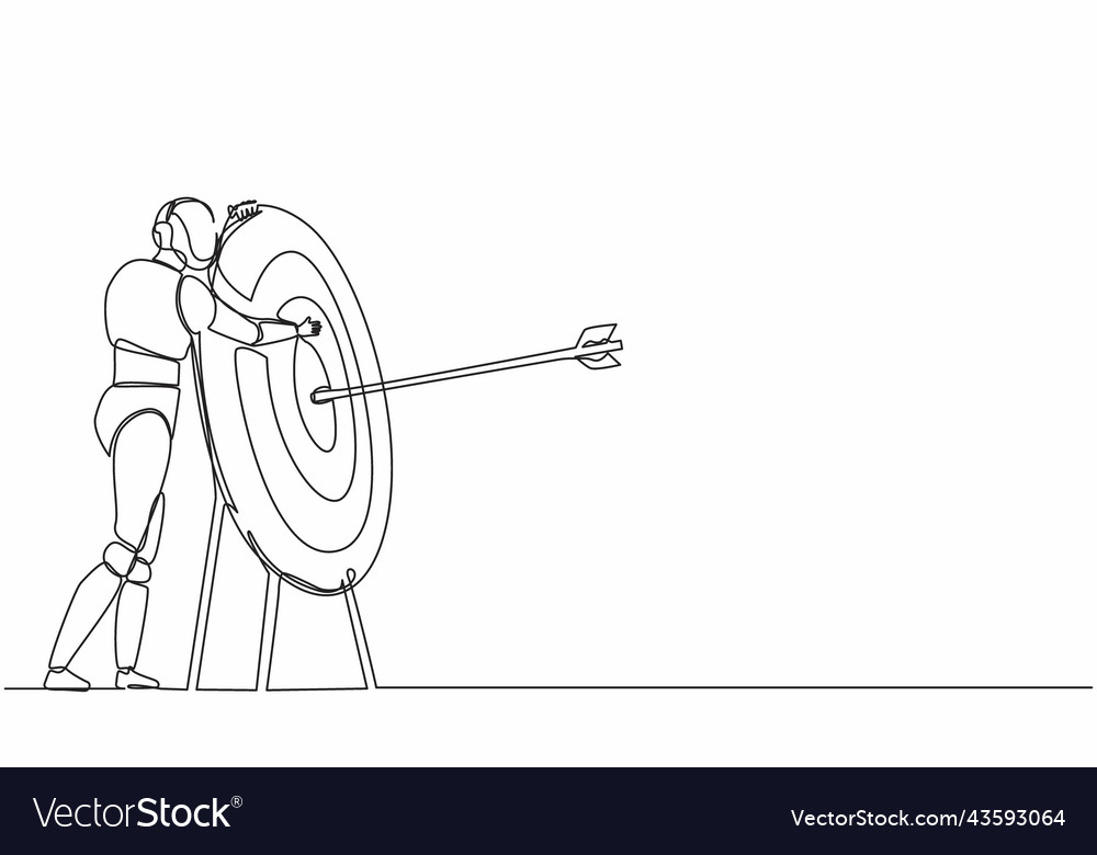 Single continuous line drawing robots hugging Vector Image Single continuous line drawing robots hugging Vector Image