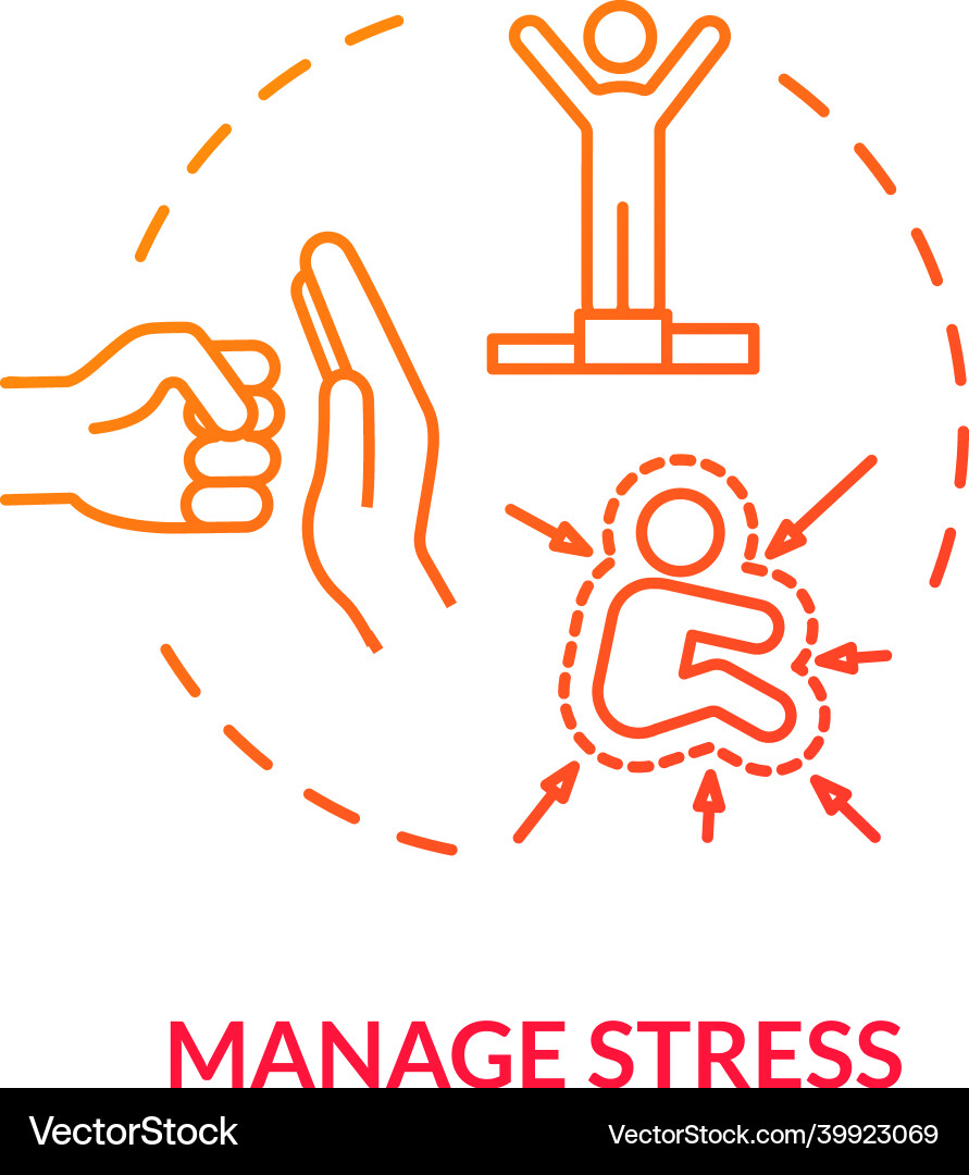 Manage stress red concept icon healthy coping Vector Image