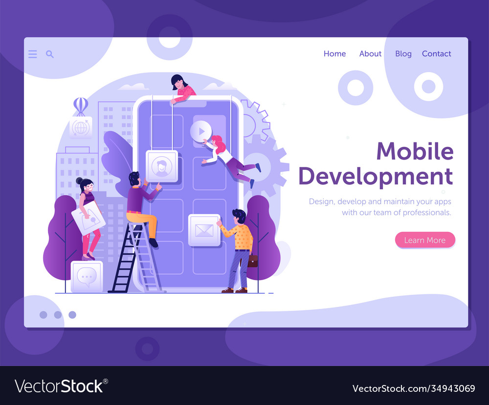 Mobile app developing process in flat design Vector Image