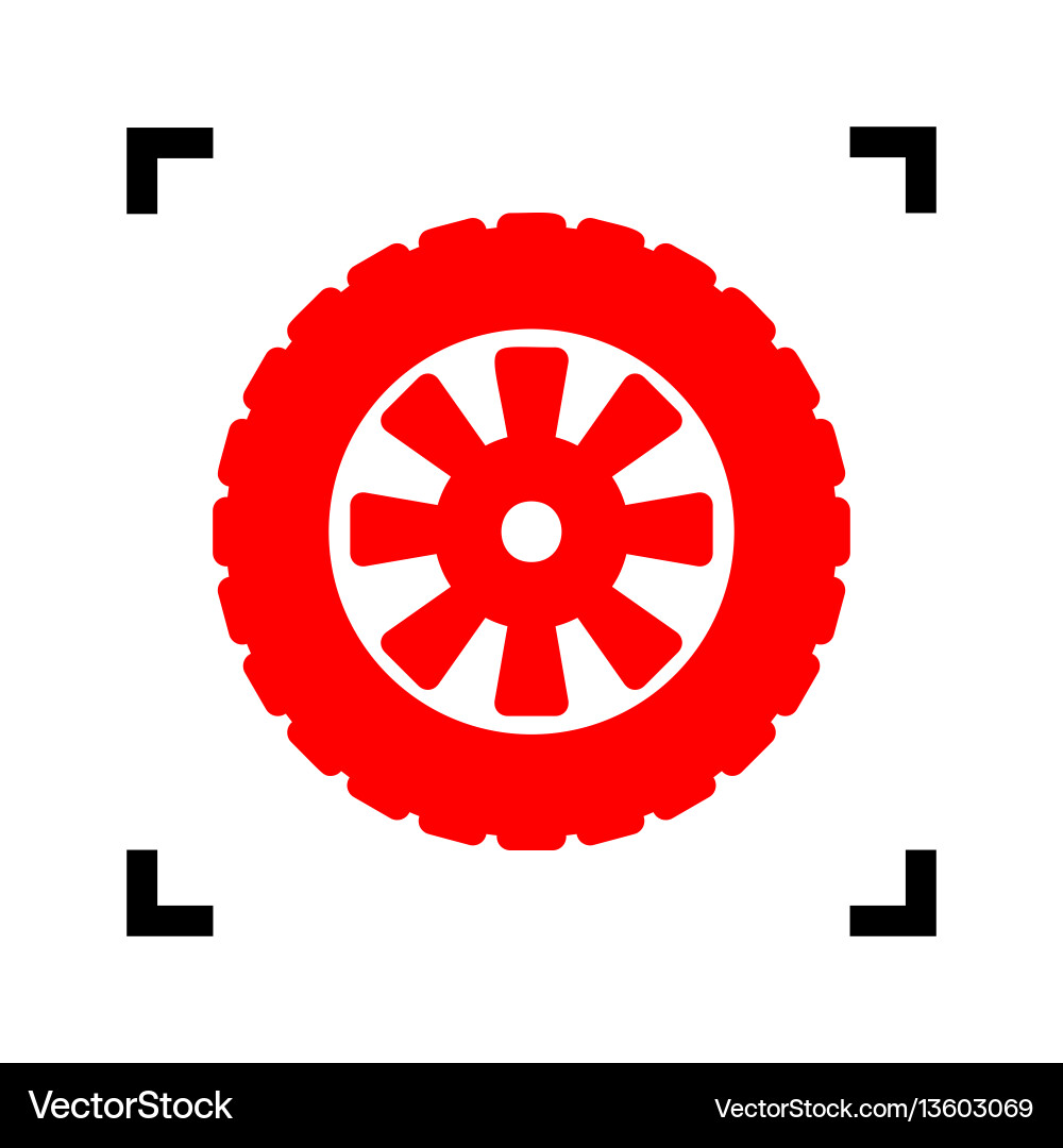 Road tire sign red icon inside black Royalty Free Vector