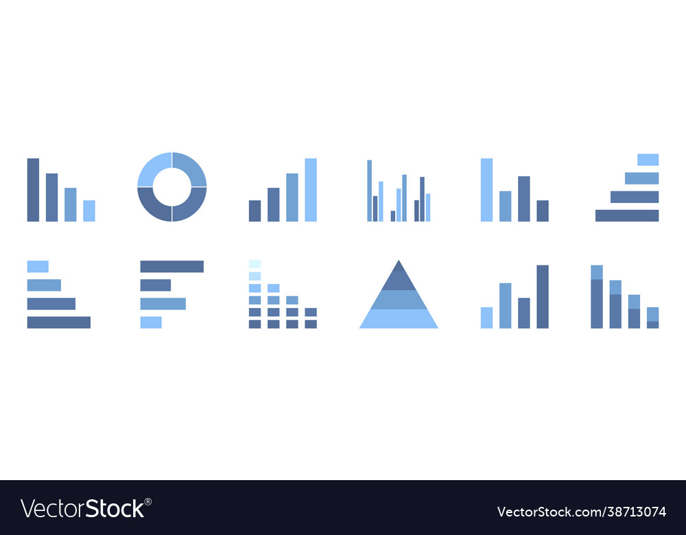 Business data statistic graph chart icons set Vector Image