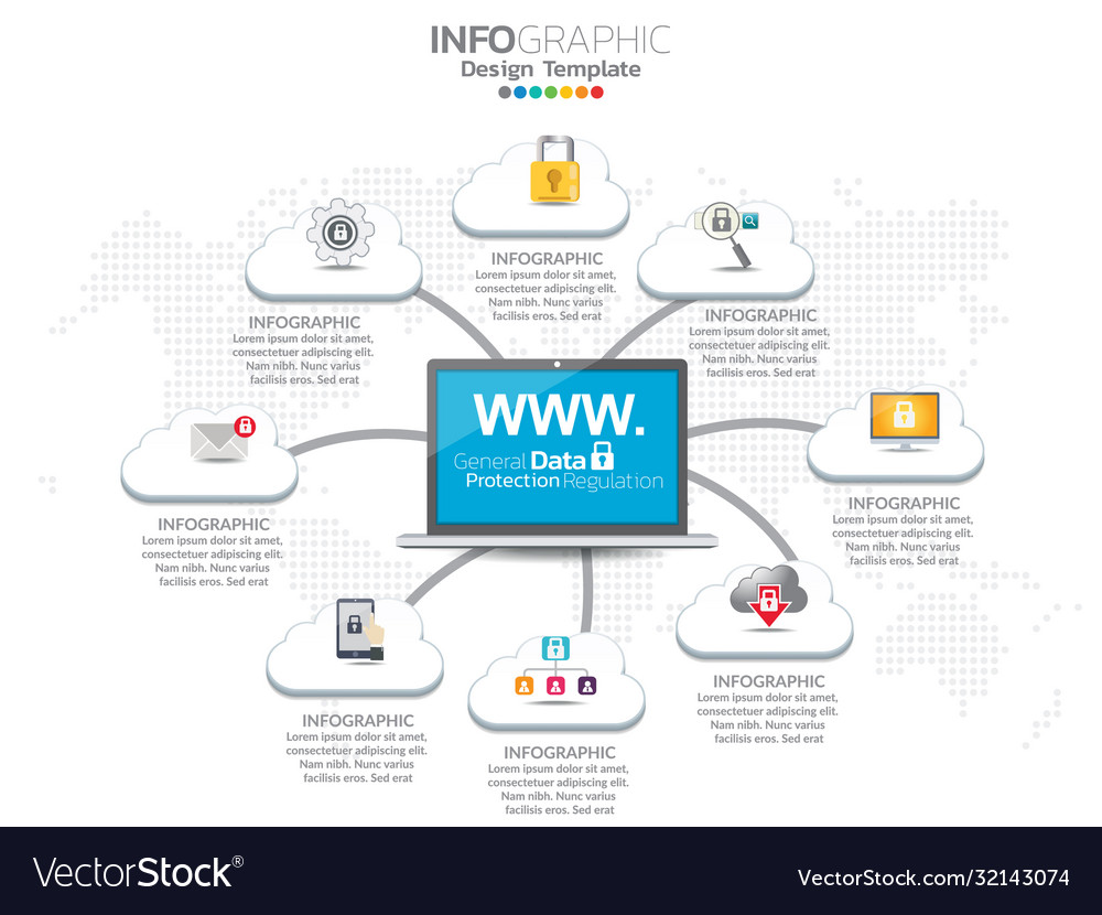 Cloud infographics set with data processing Vector Image