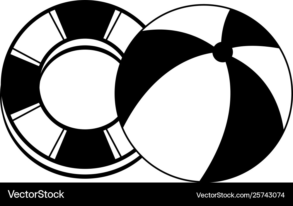 Float and beach ball cartoon isolated Royalty Free Vector