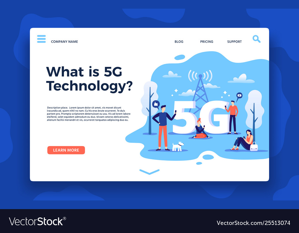 Network 5g landing page fast internet wireless Vector Image Network 5g landing page fast internet wireless Vector Image