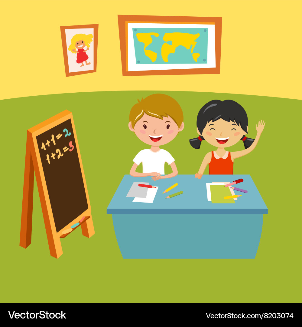 School Kids Education Elementary School Learning Vector Image