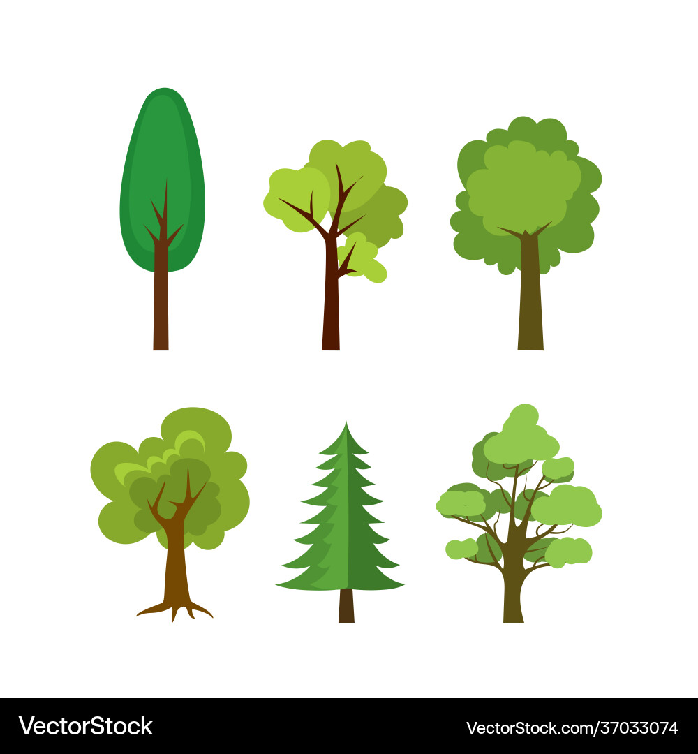 Six trees setisolated on white background Vector Image