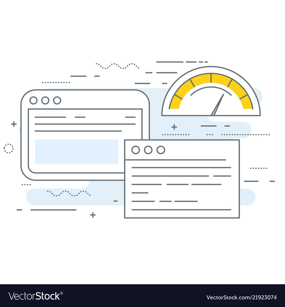 Web browser window with speedometer testing Vector Image