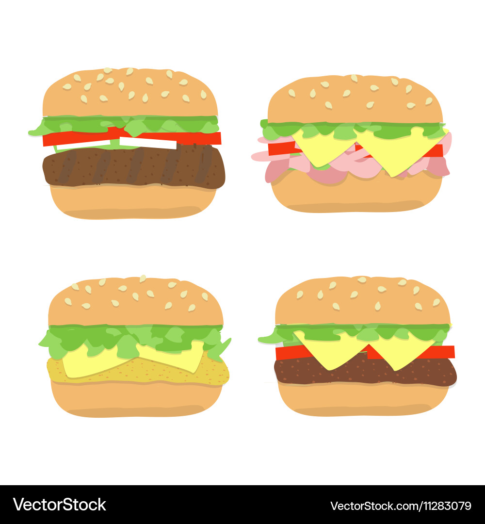 Burger sandwich set Royalty Free Vector Image - VectorStock