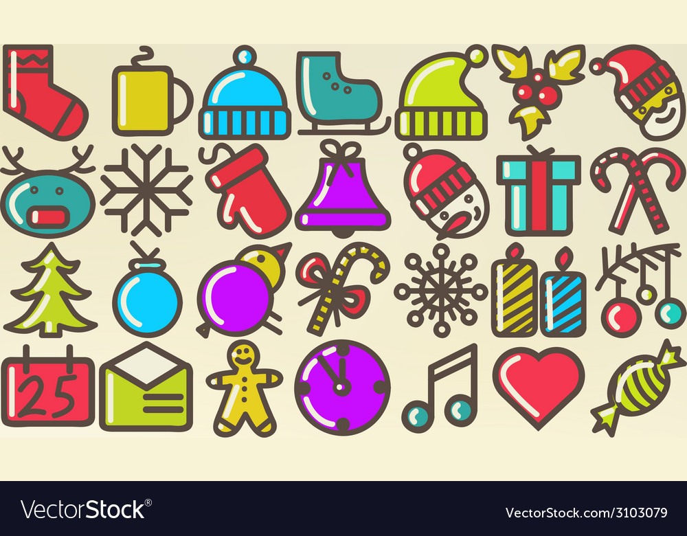 Christmas icons elements Royalty Free Vector Image