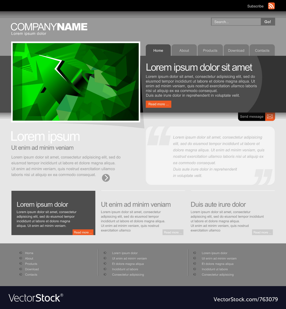 Gray website template Royalty Free Vector Image
