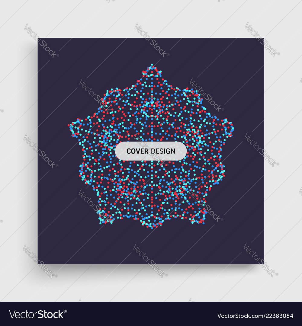 Crystal Object With Dots Molecular Grid 3d Vector Image