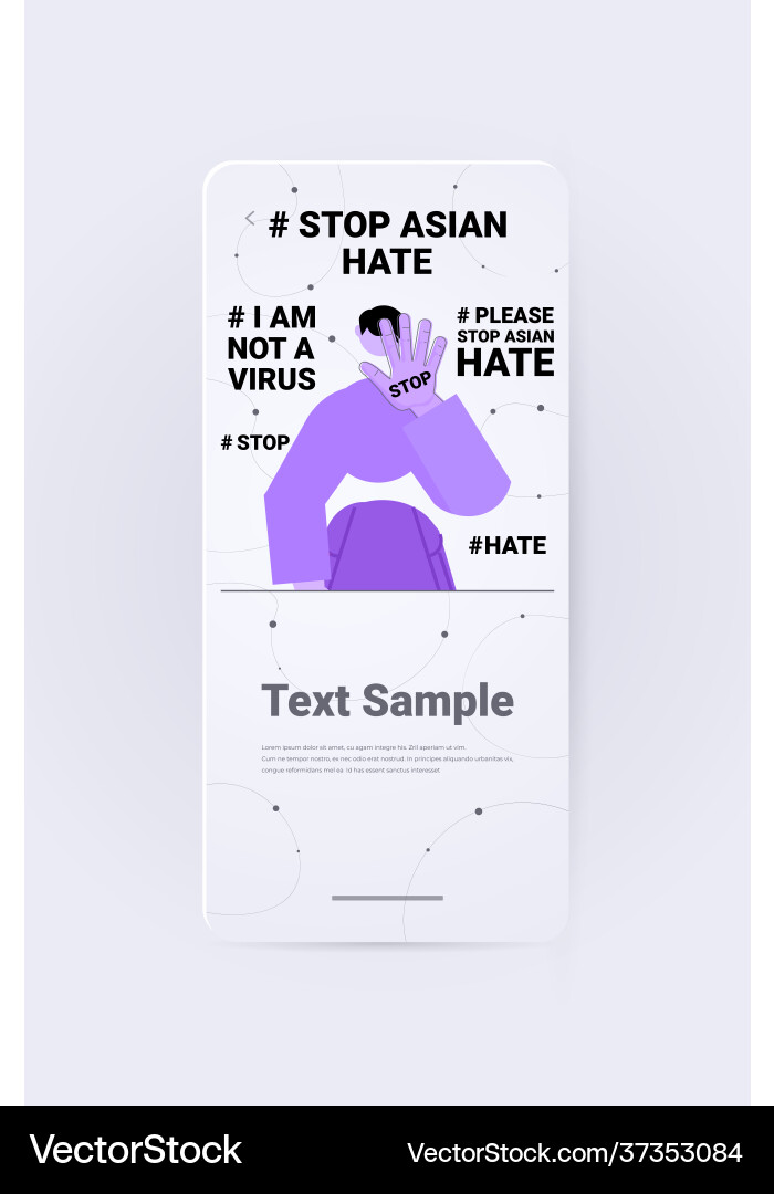 Stop asian hate campaign man protesting against Vector Image