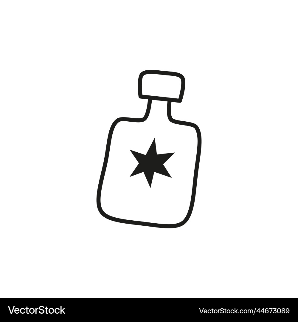 Doodle outline magical alchemy bottle with star Vector Image