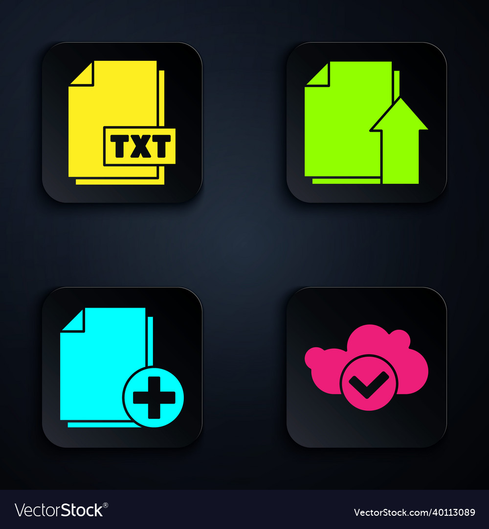 Set cloud with check mark txt file document add Vector Image