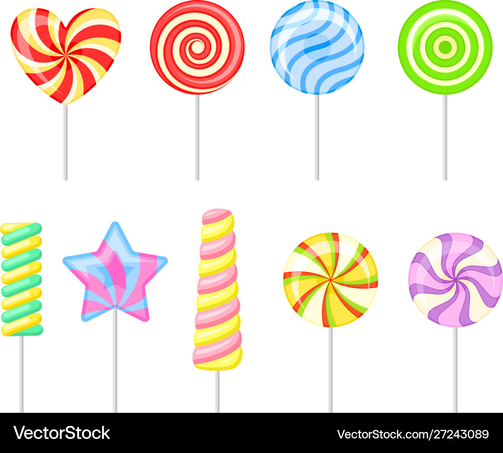 Set multi-colored lollipops Royalty Free Vector Image