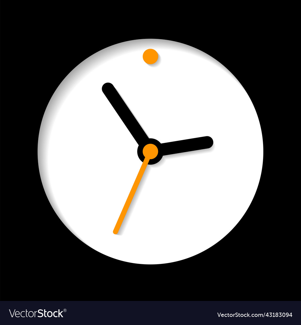 Clock Icon In Flat Style Timer On Black Back Vector Image