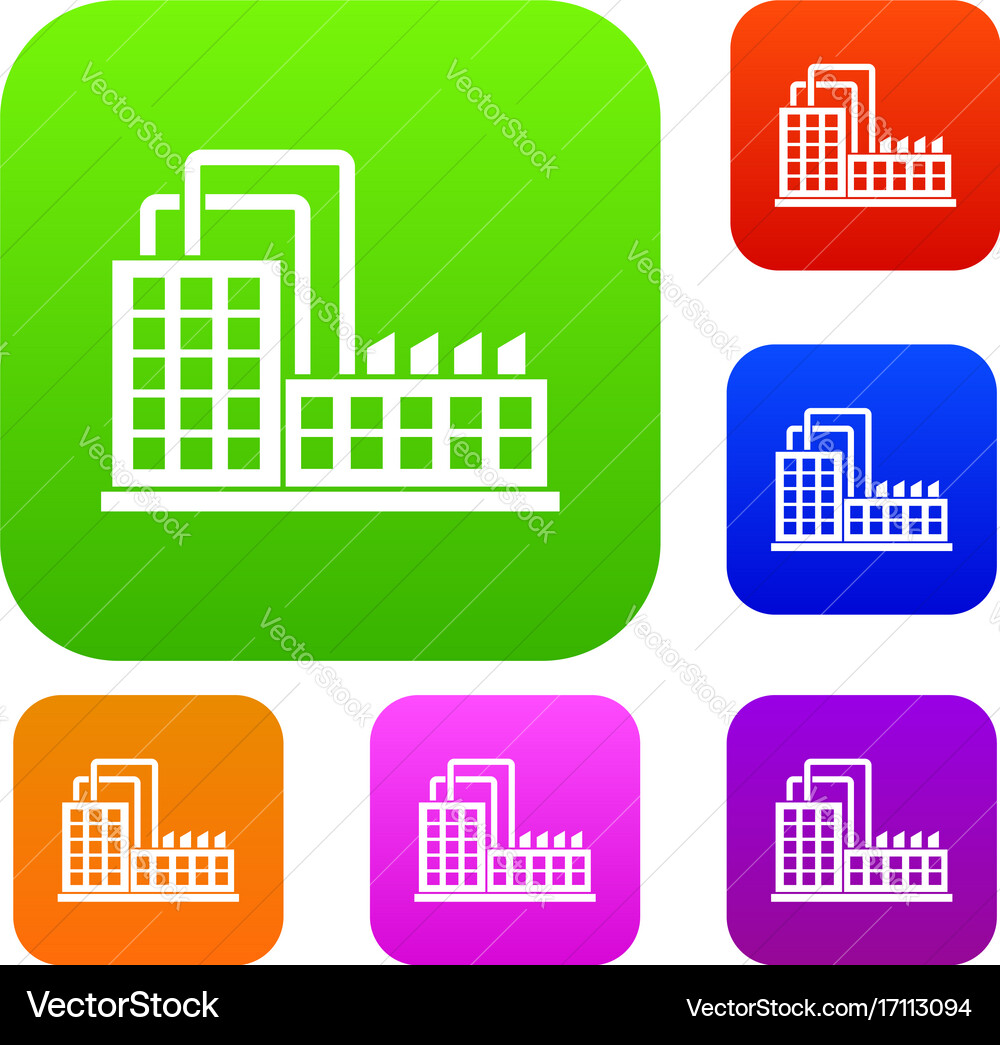 Factory building set collection Royalty Free Vector Image