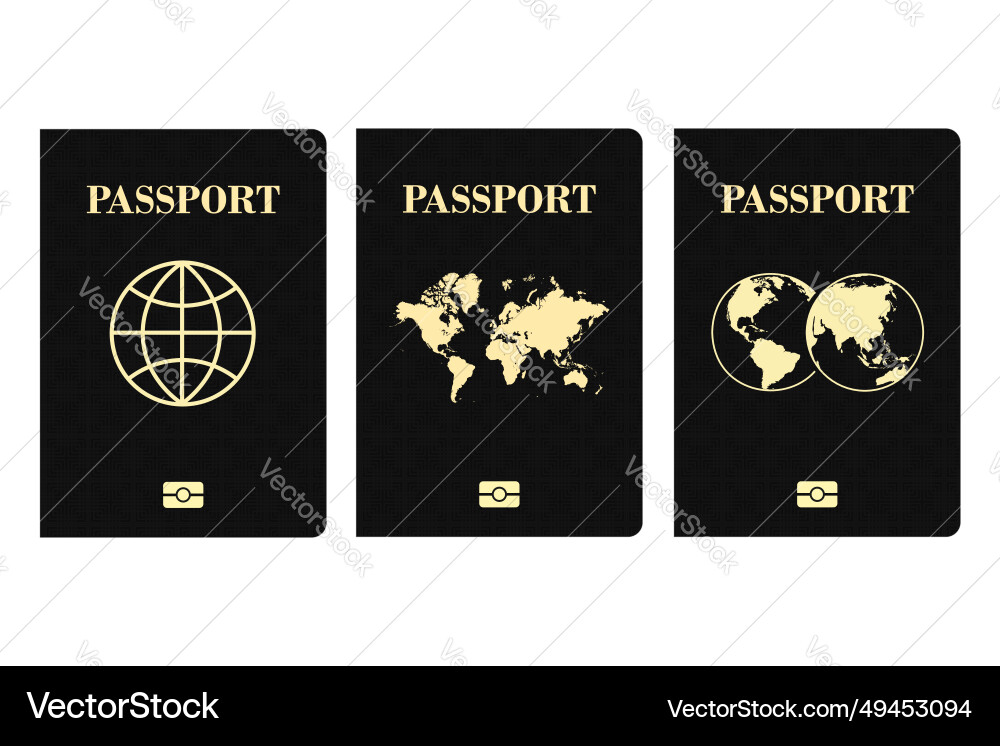 International biometric black passport isolated Vector Image