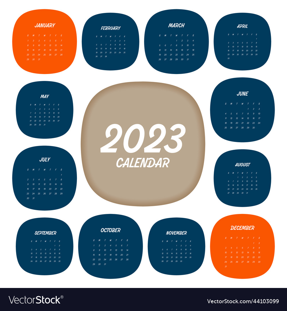 2023 printable monthly calendar template design Vector Image 2023 printable monthly calendar template design Vector Image