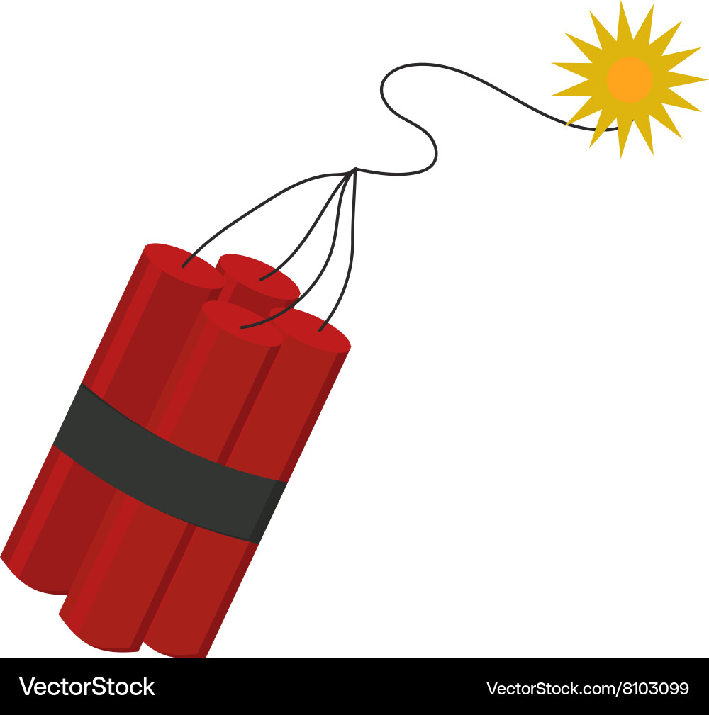 Dynamite bomb with burning wick danger explosive Vector Image