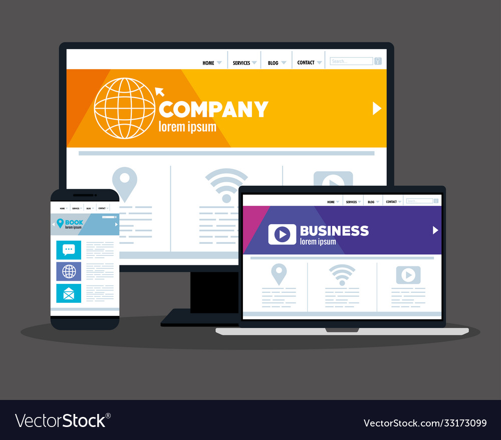 Mockup responsive web concept website development Vector Image