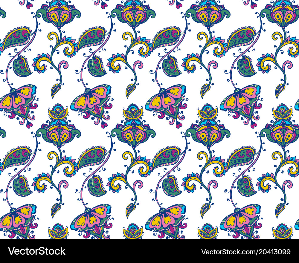 Seamless pattern with henna mehndi floral Vector Image
