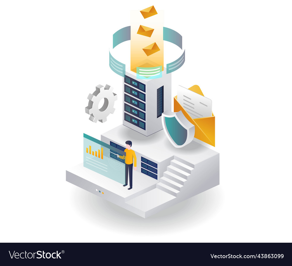 Secure email data in server Royalty Free Vector Image