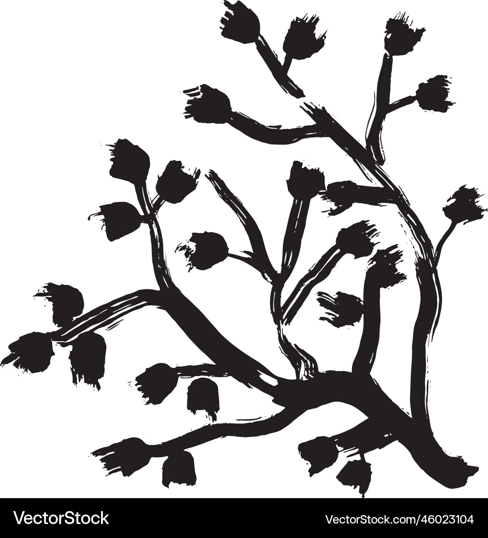 Artwork brush branch tree leaf silhouette Vector Image