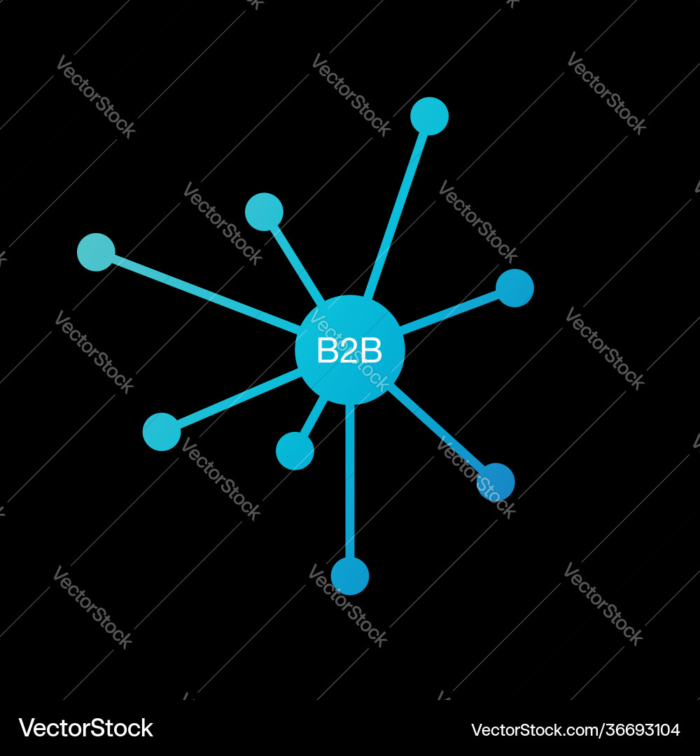 B2b icon on black background business Royalty Free Vector