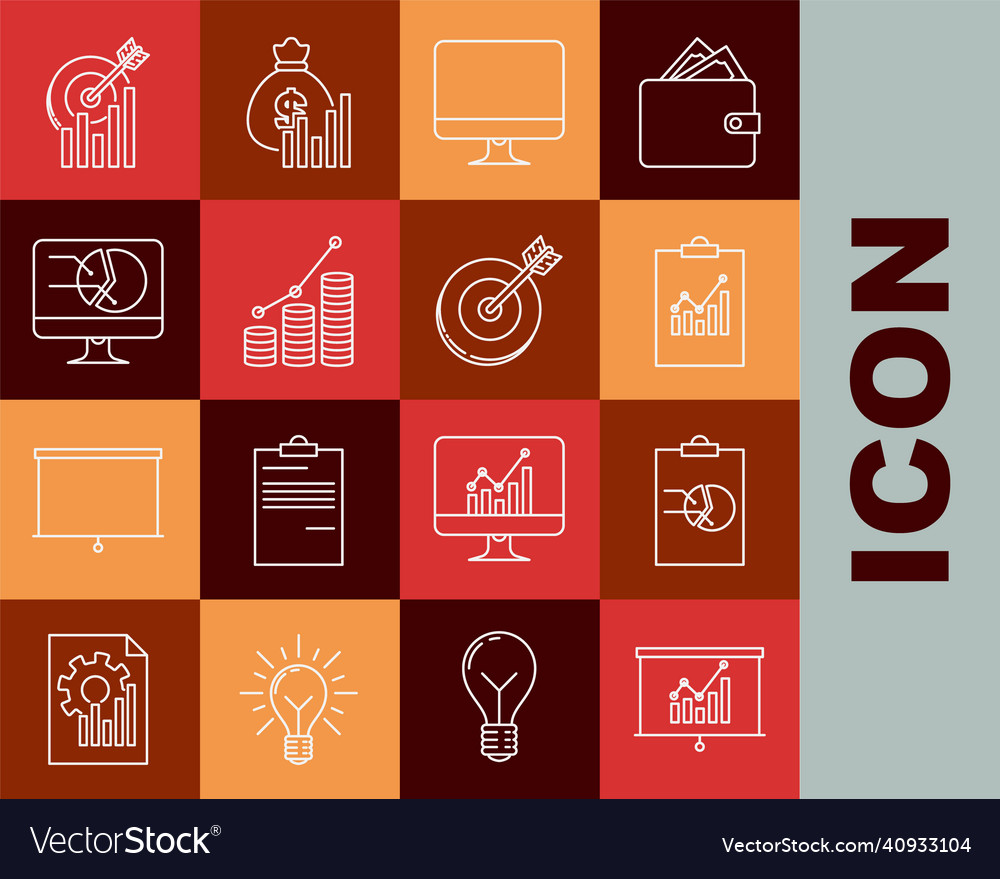 Set line board with graph chart clipboard Vector Image