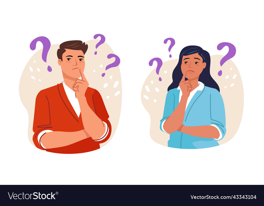 Thoughtful People Smart Thinking Men And Women Vector Image