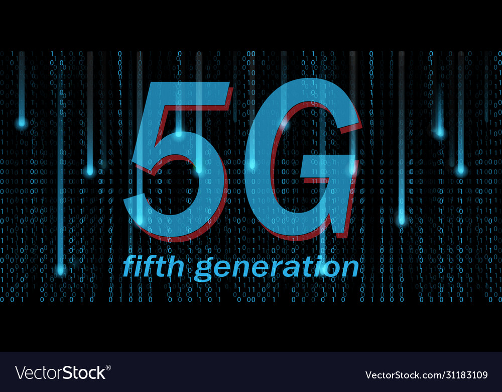 5g mobile networking big data binary code flow Vector Image