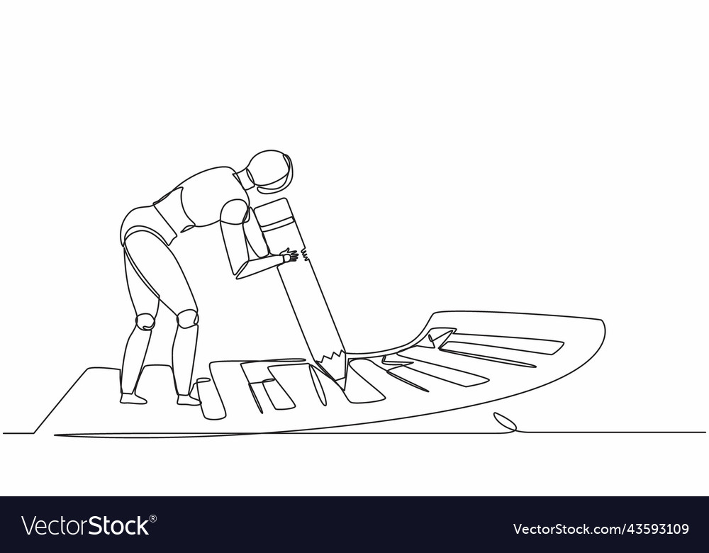 Continuous one line drawing robots standing near Vector Image Continuous one line drawing robots standing near Vector Image
