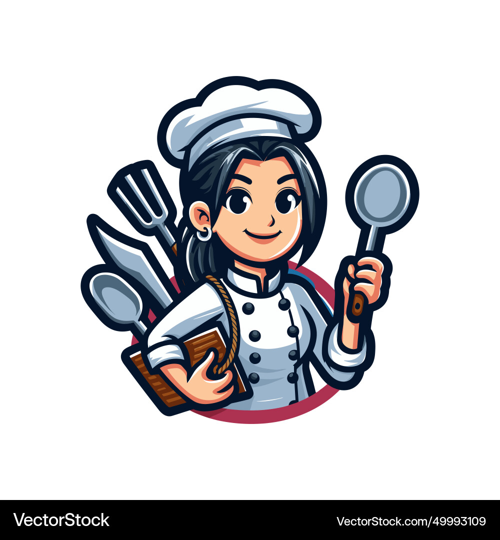 Female chef with cook tools cartoon v Royalty Free Vector