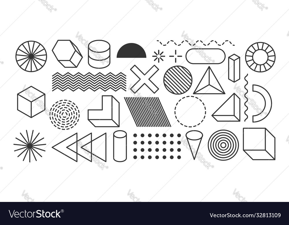 Set geometric shapes memphis design elements Vector Image Set geometric shapes memphis design elements Vector Image
