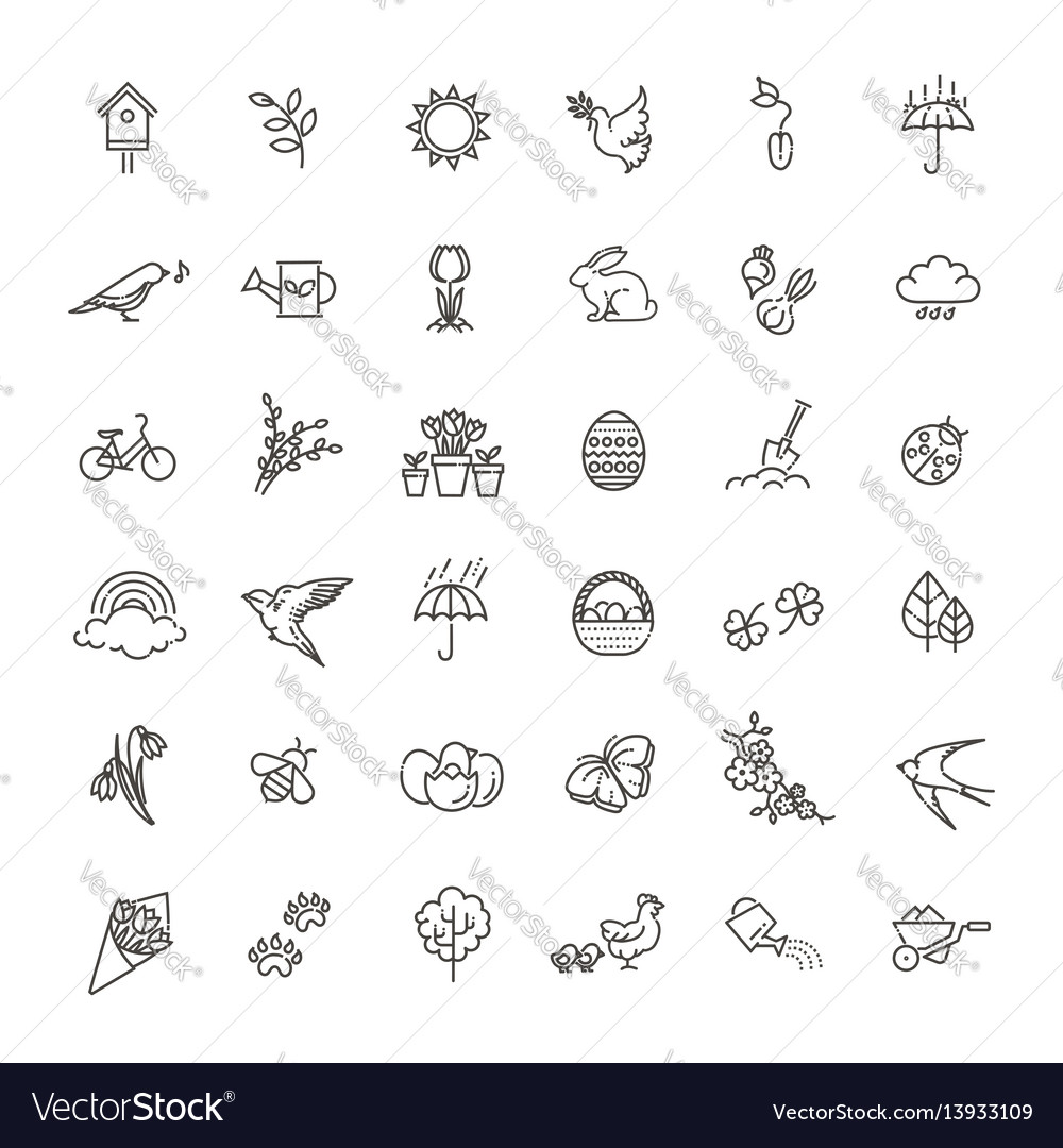 Spring icons set garden flowers Royalty Free Vector Image